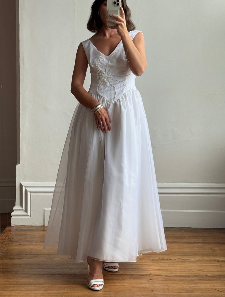 Vintage 80s Basque Waist Princess Wedding Dress – Call Me The Breeze