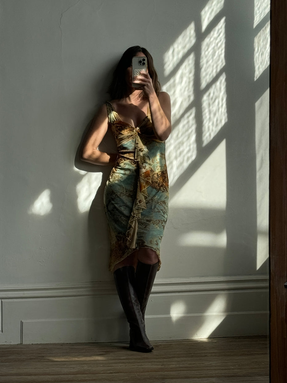 Vintage Y2K Golden Bodycon Dress – Call Me The Breeze