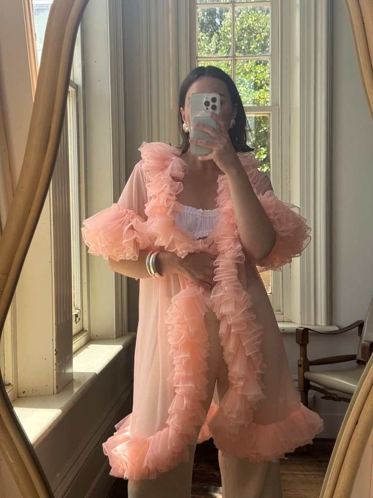 Vintage 50s Ruffled Cape Peach – Call Me The Breeze