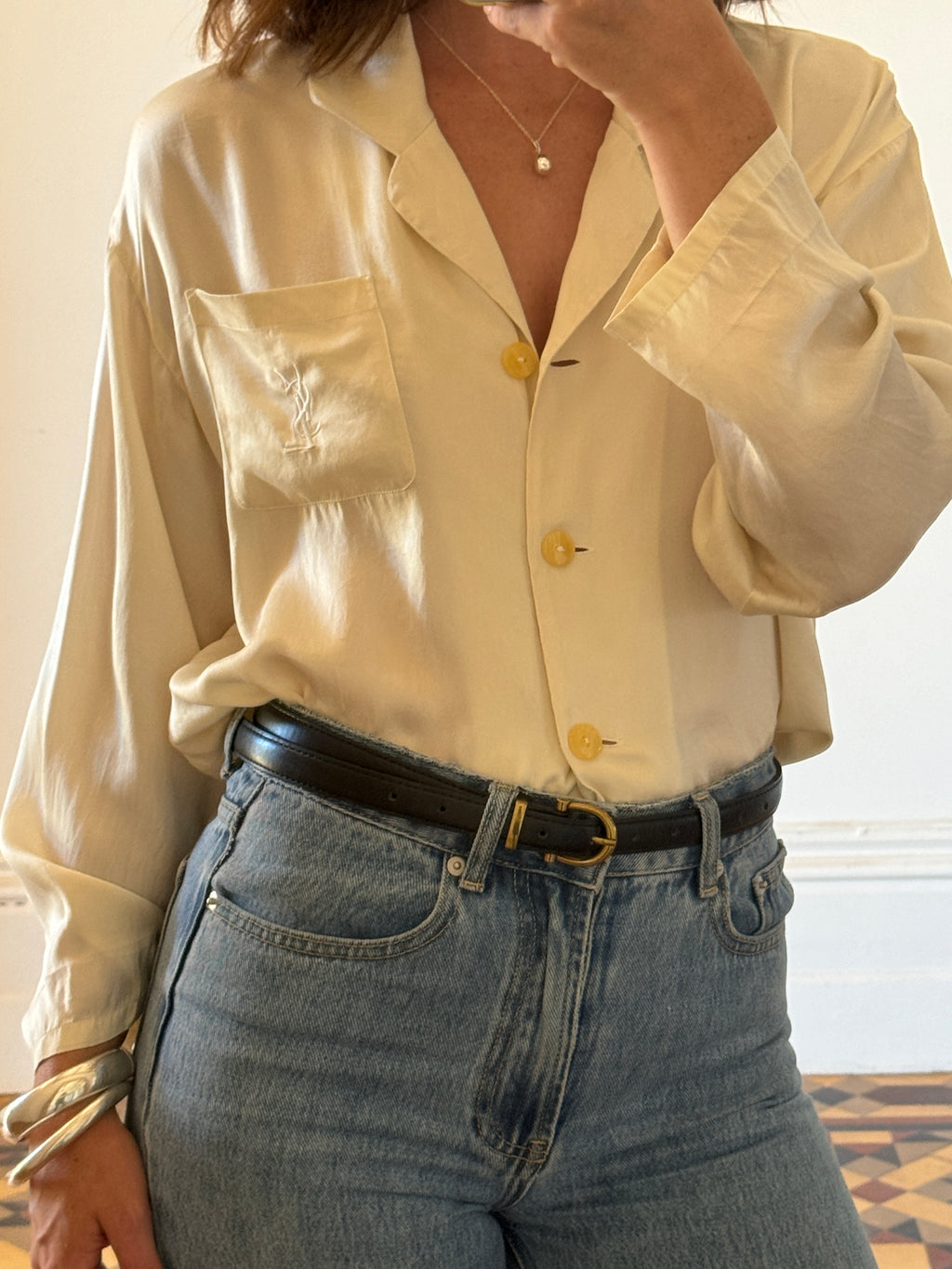 Vintage 100% Silk YSL Button Up Shirt – Call Me The Breeze